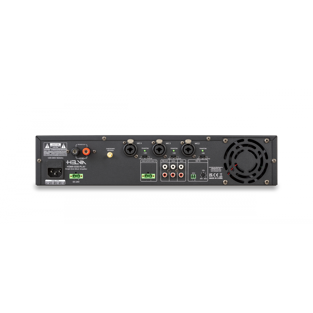 2U 120W Single-Zone Mixer Amplifier with DAB+/FM/USB/BT - HELVIA - Set up your solutions