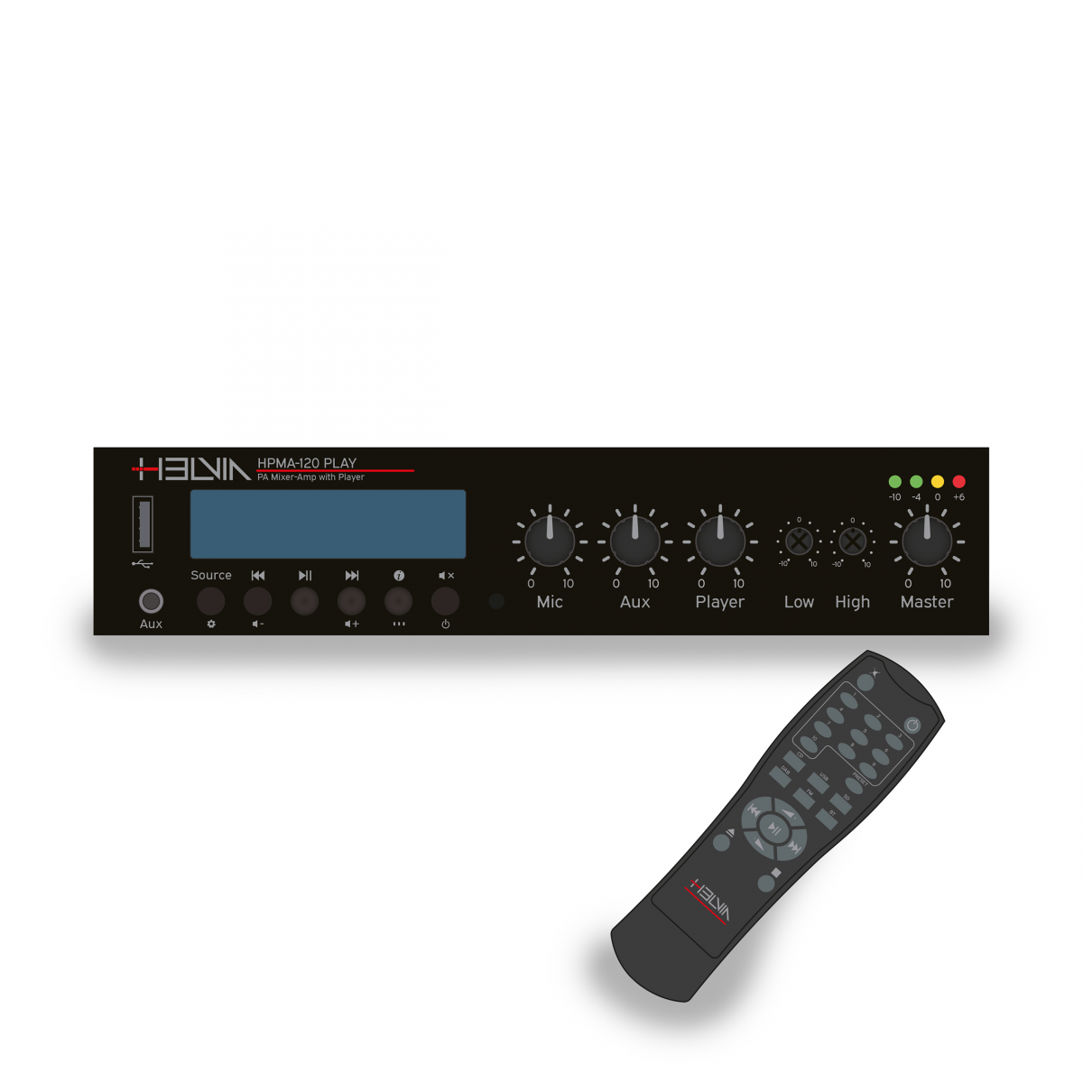 Single-Zone 120W Class-D Compact Mixer Amplifiers with DAB+, FM, USB, BT Player - HELVIA - Set ...